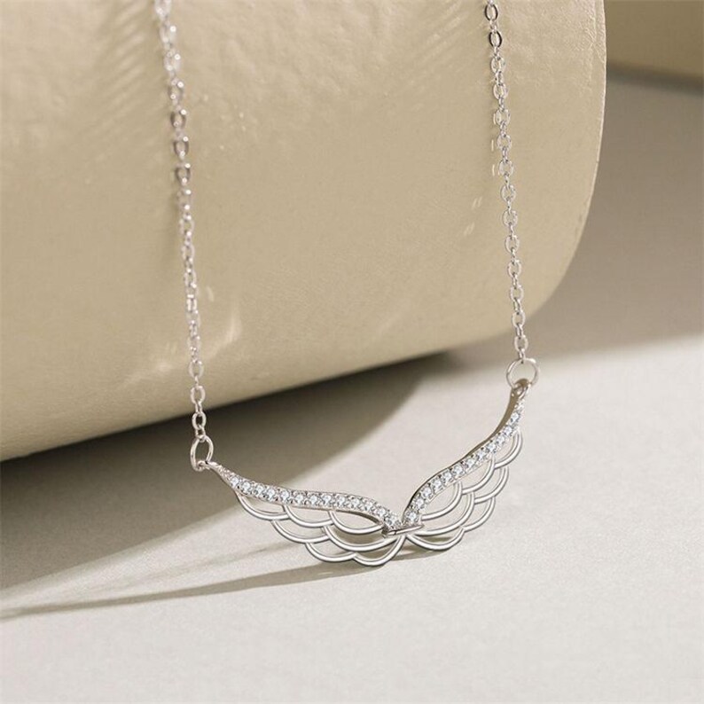 Angel Wing Necklace Diamond Pendant 14K Gold Jewelry Gift for Women ...