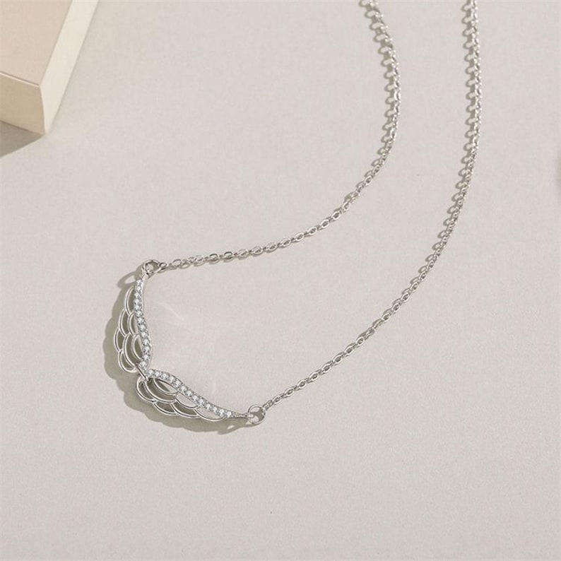 Angel Wing Necklace Diamond Pendant 14K Gold Jewelry Gift for Women ...