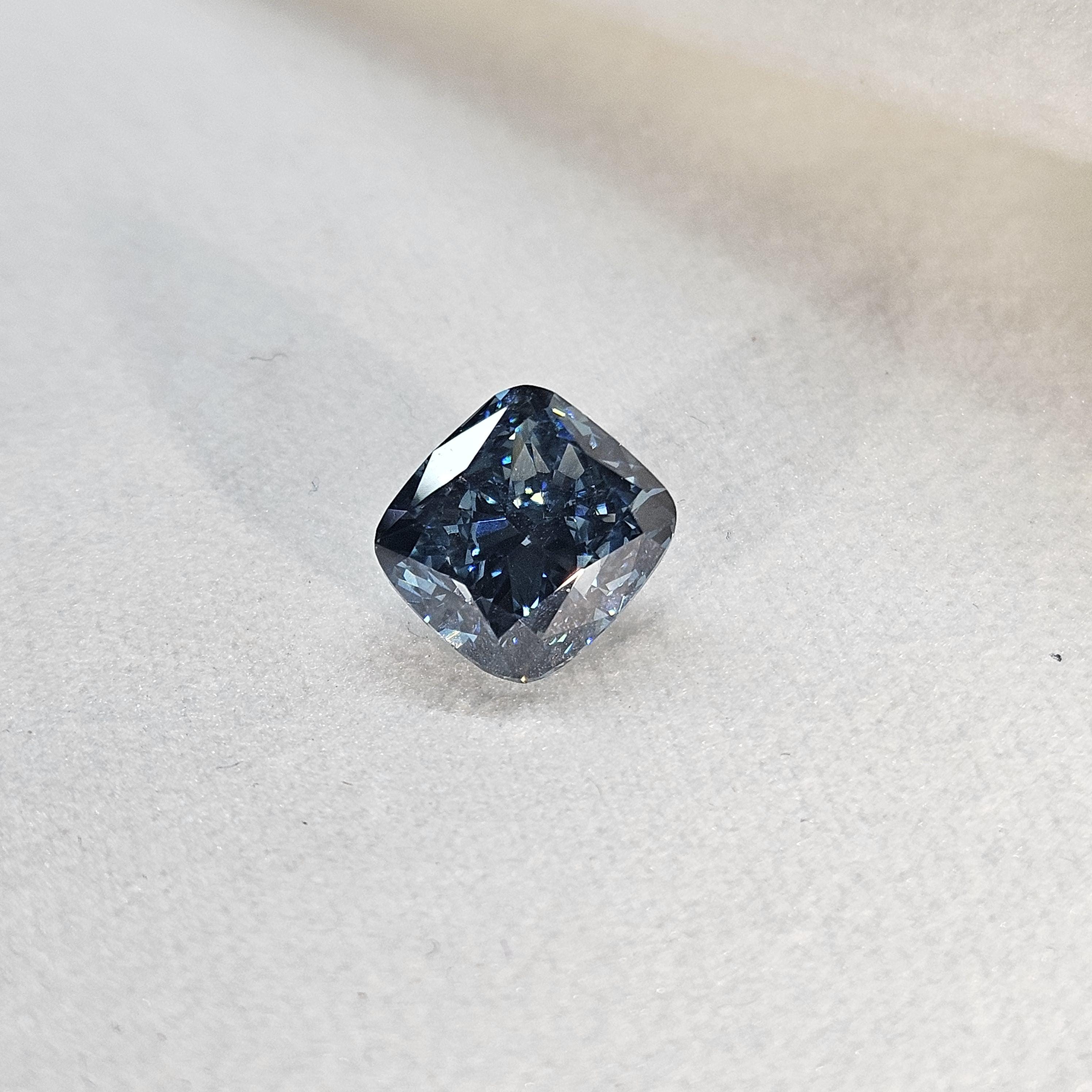 Vivid Blue 3 CT Cushion Cut Lab Grown Diamond, VS1 Clarity, Loose Stone ...