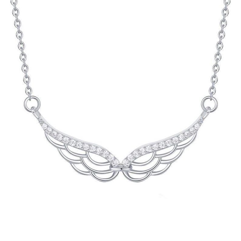 Angel Wing Necklace Diamond Pendant 14K Gold Jewelry Gift for Women ...