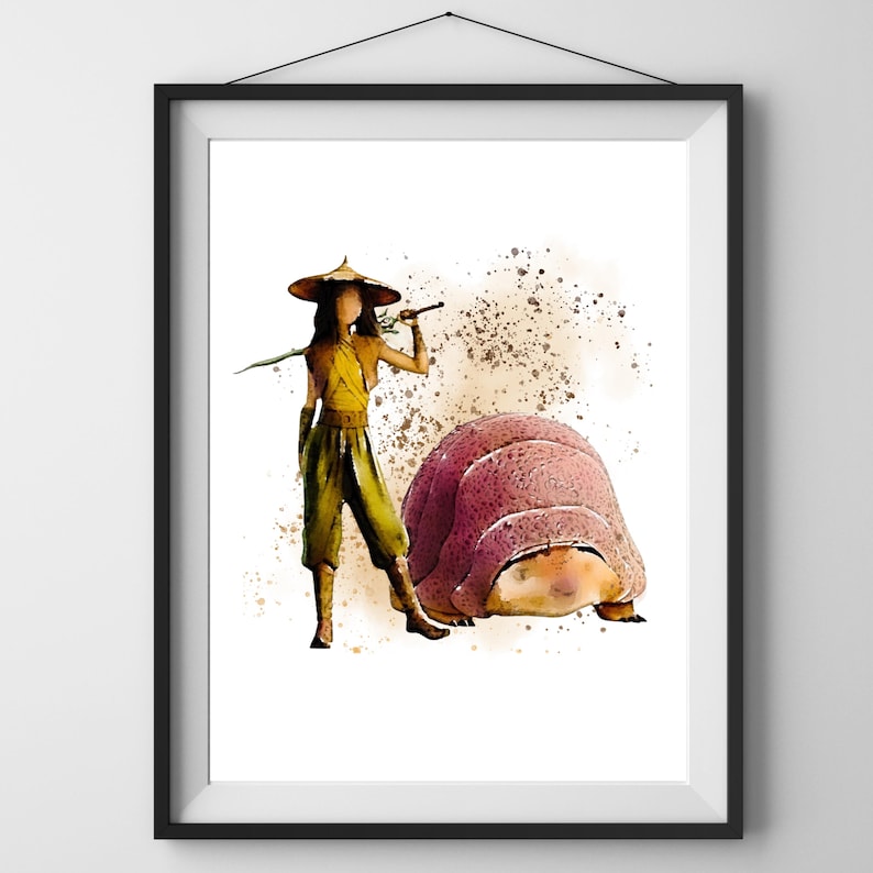 Raya and Tuk Tuk Wall Art | Disney Princess Watercolor Print | Kids ...