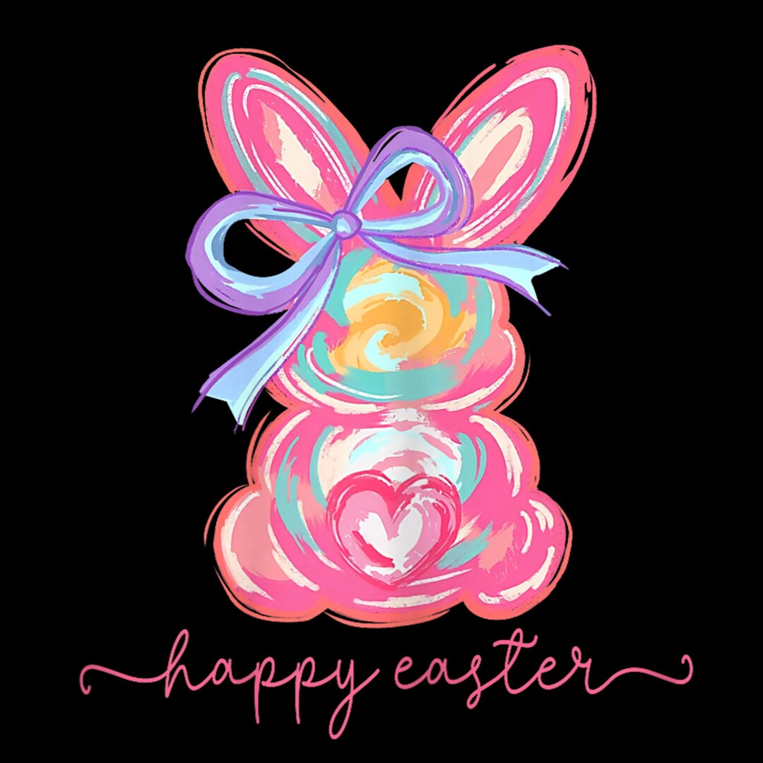 Happy Easter Day Bunny Rabbit Brushstroke Tee Women Girl Png, Pink ...