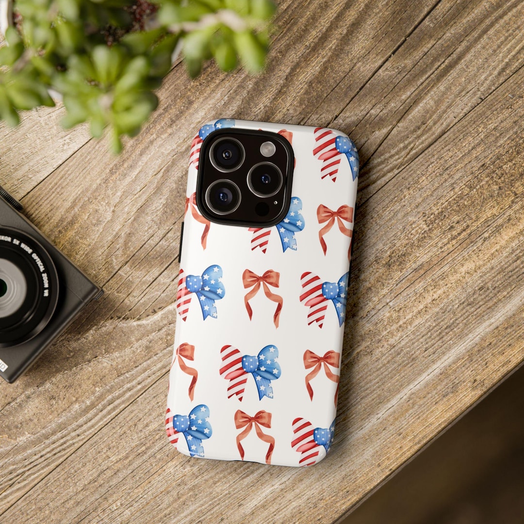Patriotic Red White Blue Bows Phone Case | American Flag Bow Pattern - Etsy