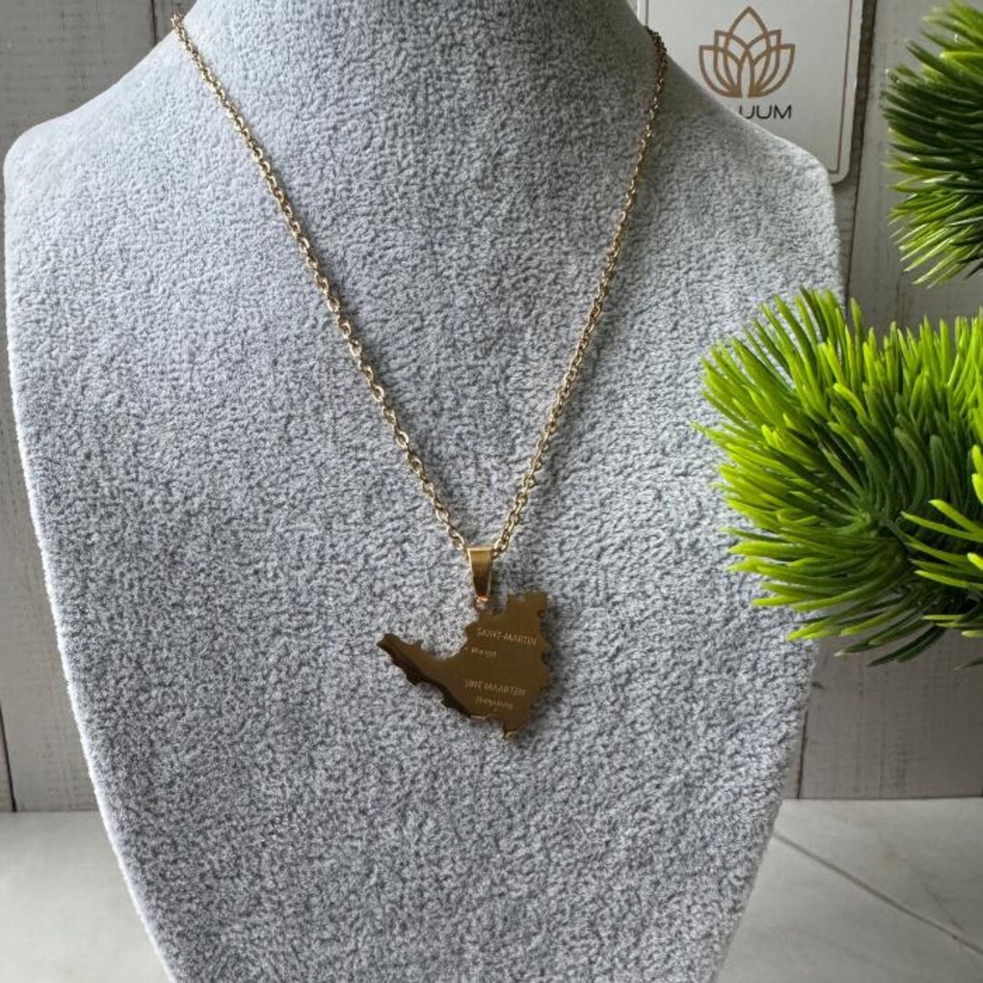 Sint Maarten and Saint-martin Map Outline Charm Necklace - Sint Maarten ...