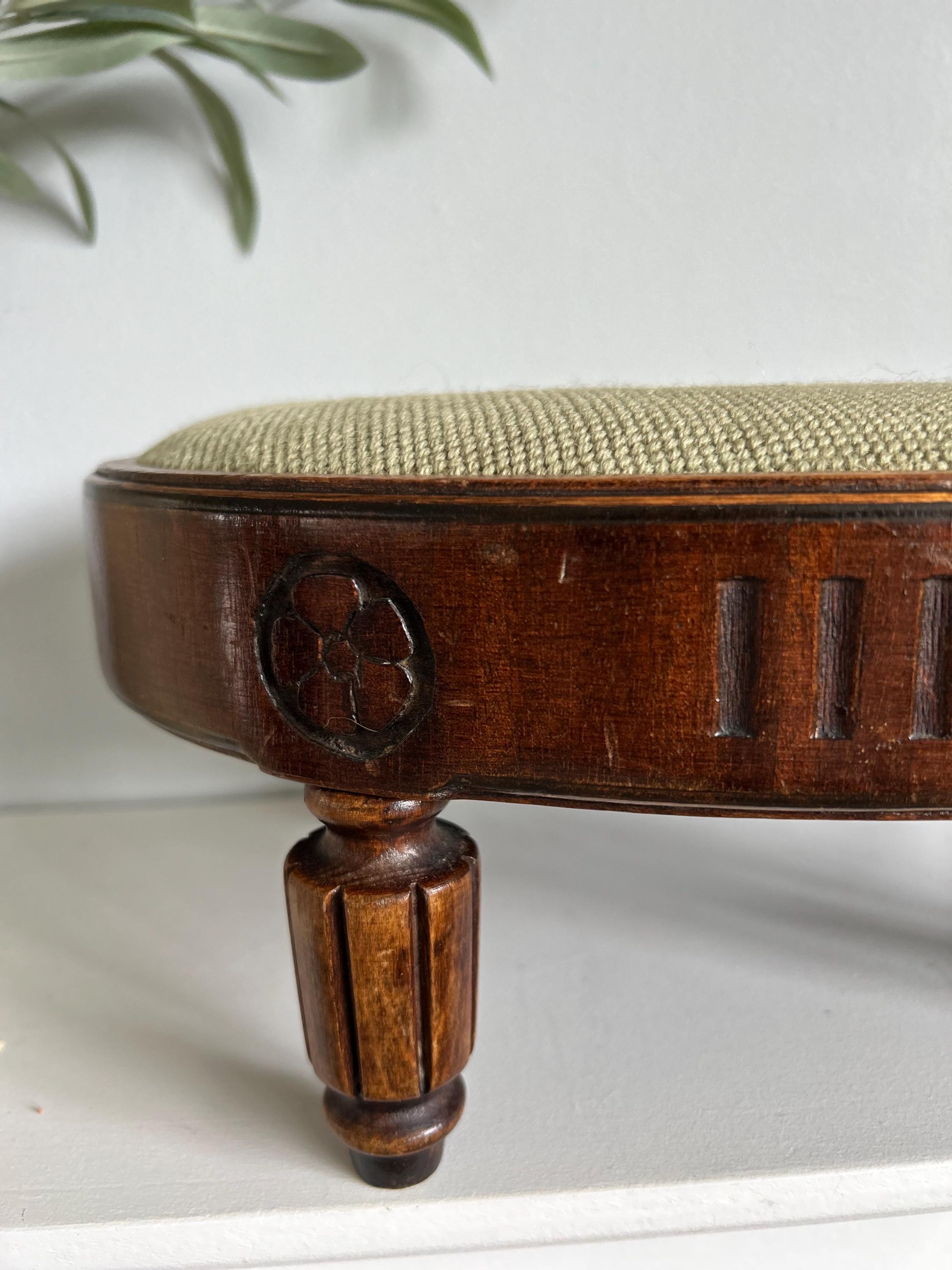 Antique Foot Stool Oval Tapestry Embroidered Floral Footstool - Etsy UK