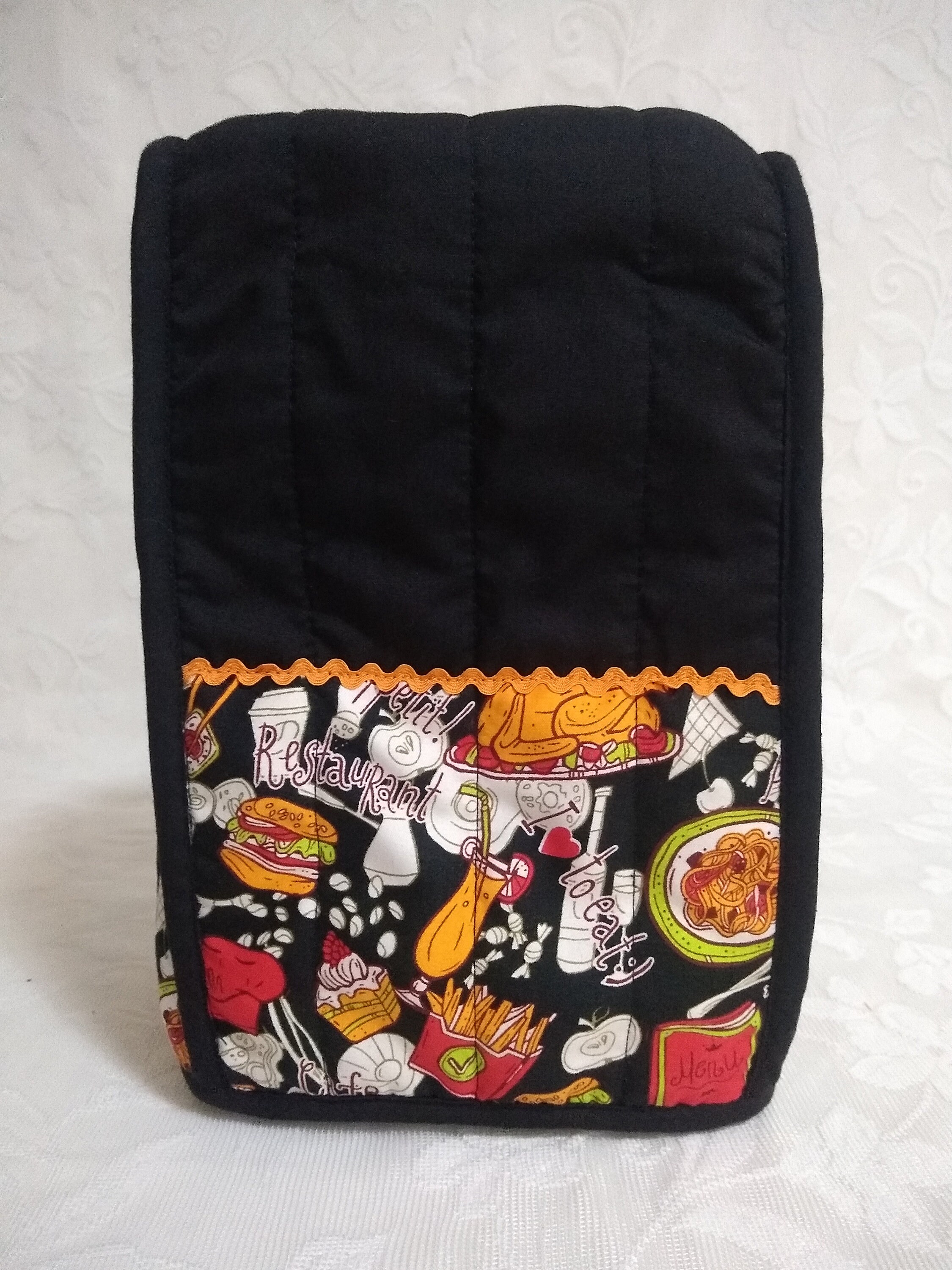Quilted Can Opener Dust Cover: Black & White Utensils Print Dust Cover ...