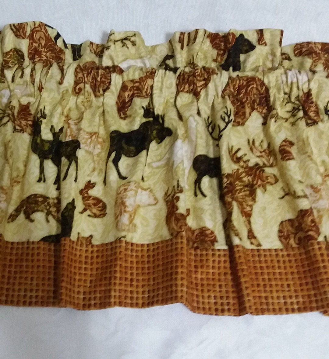 Wildlife Window Valance, Lodge Cabin Valance Rustic Style Wildlife ...