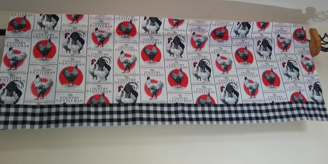 Farmhouse Valance With Rooster and Chicken, Farm Animals Valance ...