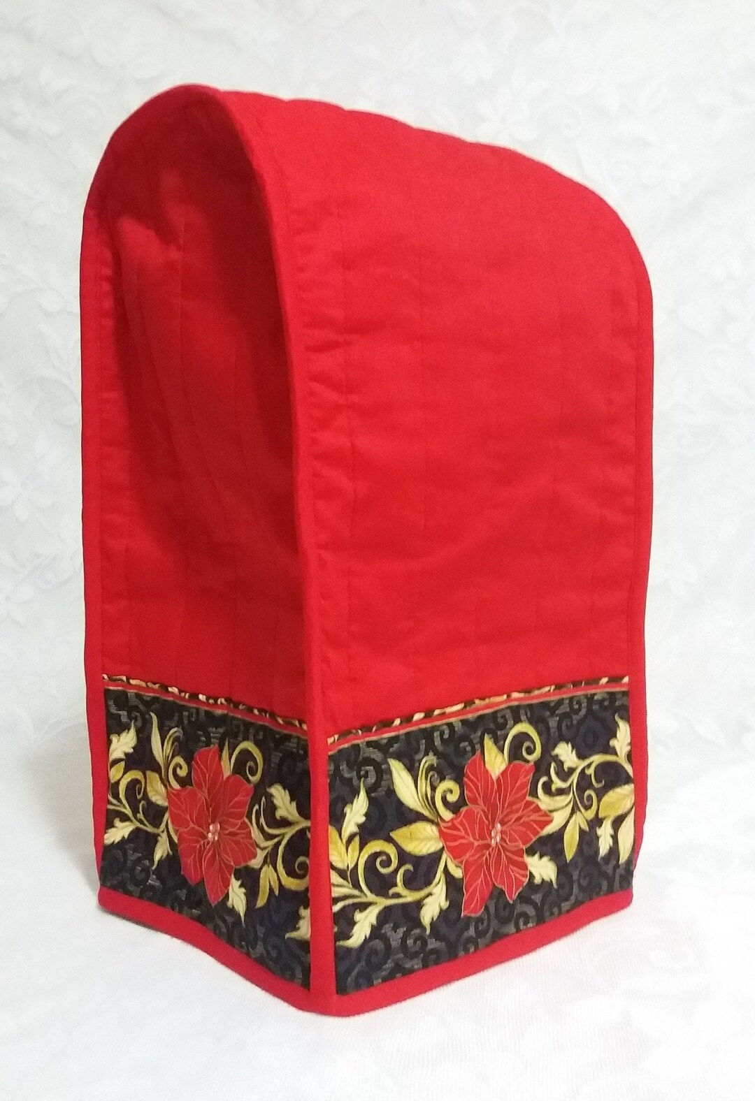 Blender Red Dust Cover With Poinsettia, Christmas Appliance Dust Cover ...