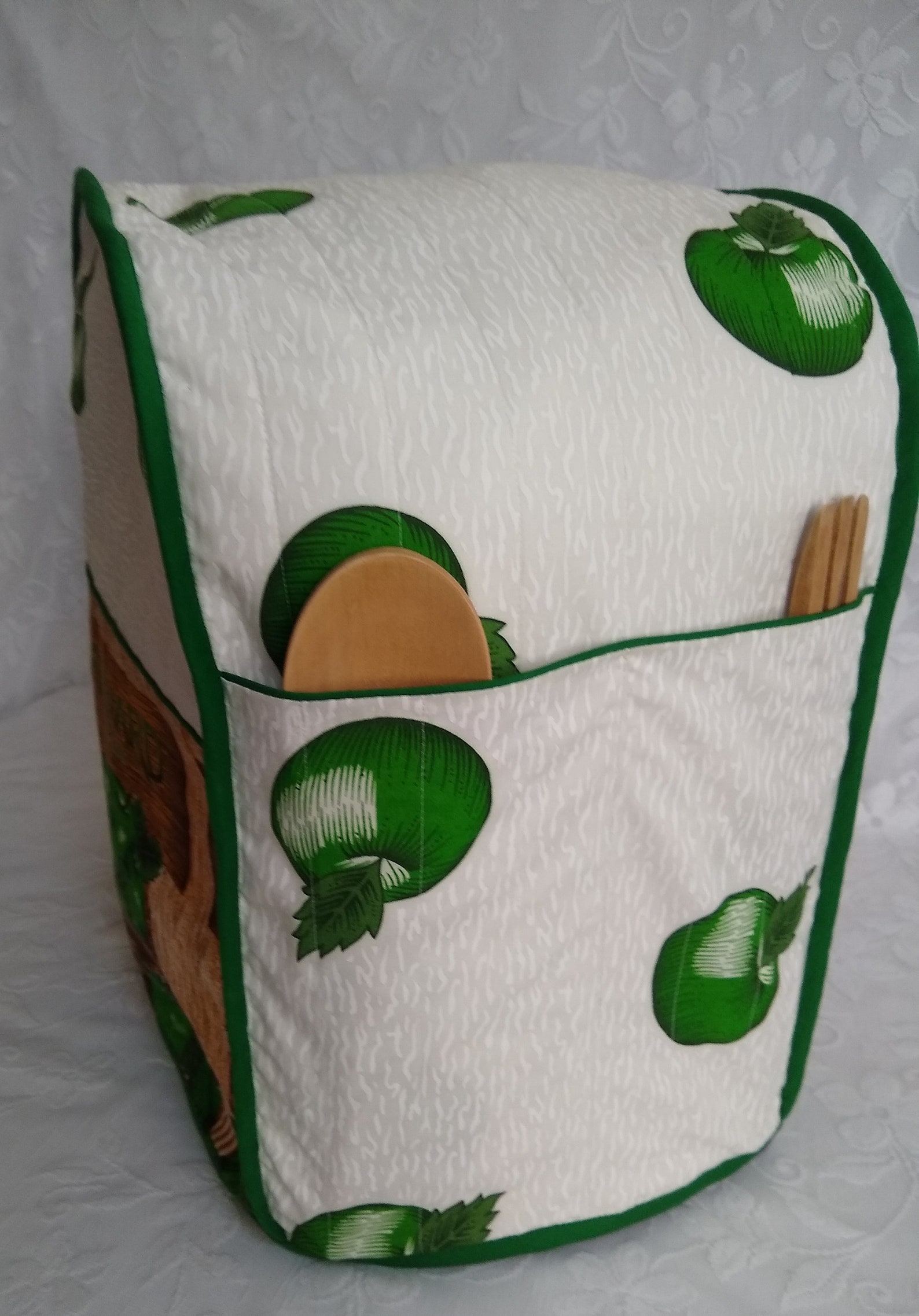 Bread Machine Cover: Green Apples Dust Cover With Pockets, Cotton ...