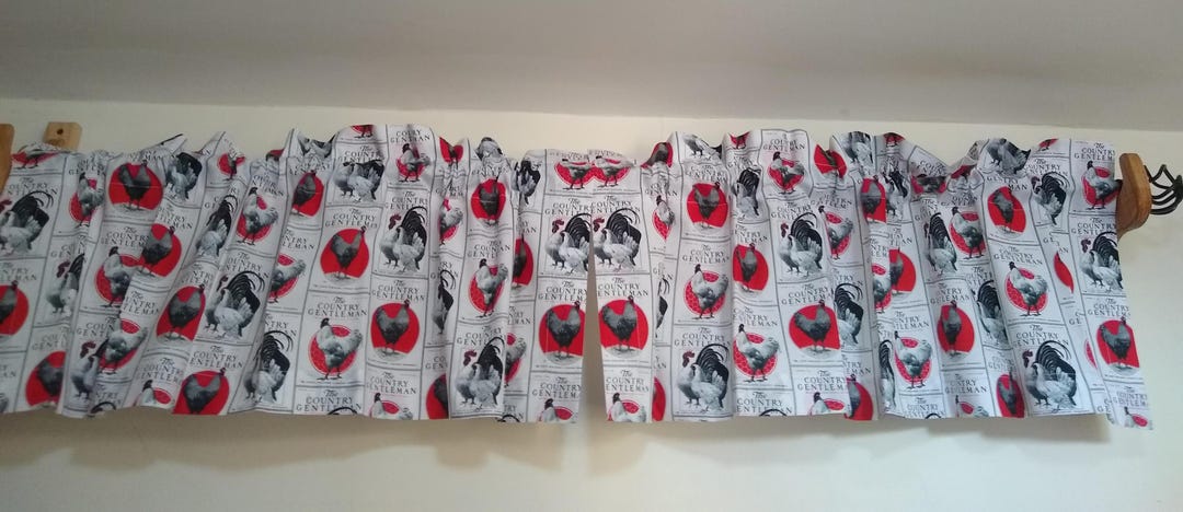 Valance With Rooster and Chickens, Farm Animals Valance, Kitchen ...