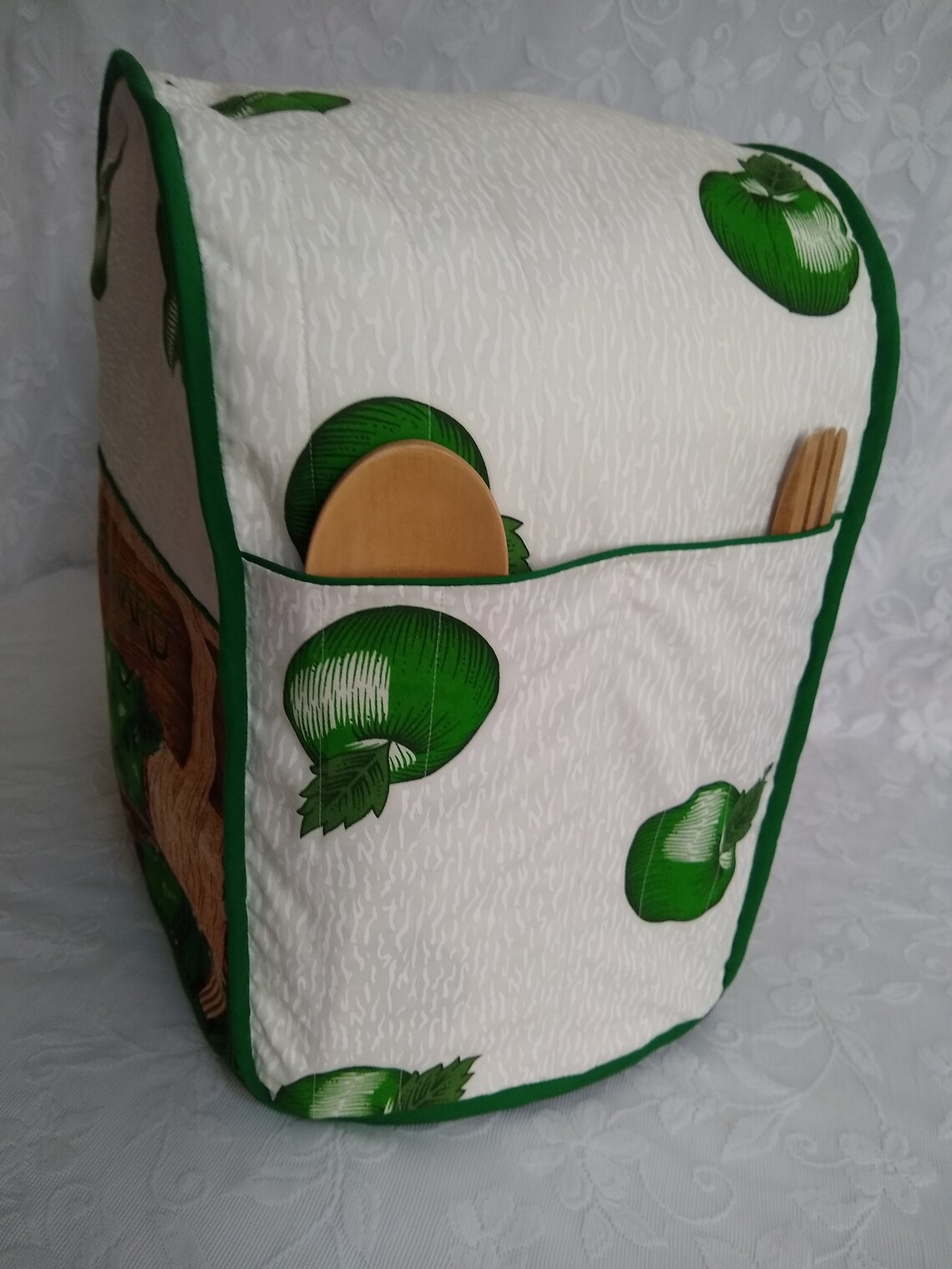 Bread Machine Cover: Green Apples Dust Cover With Pockets, Cotton ...
