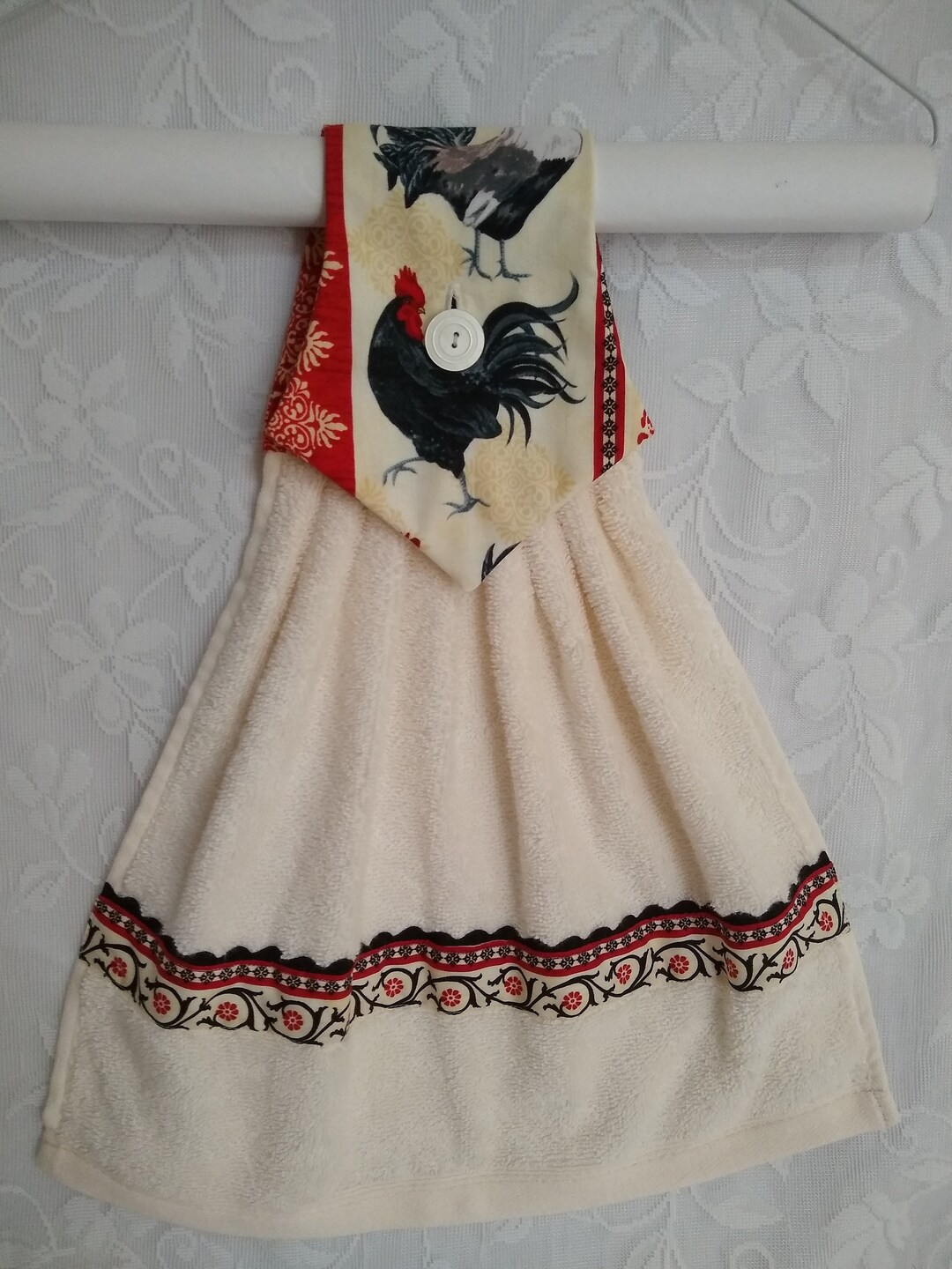 Hanging Kitchen Towels With Chicken and Rooster, Oven Door Handle Towel ...