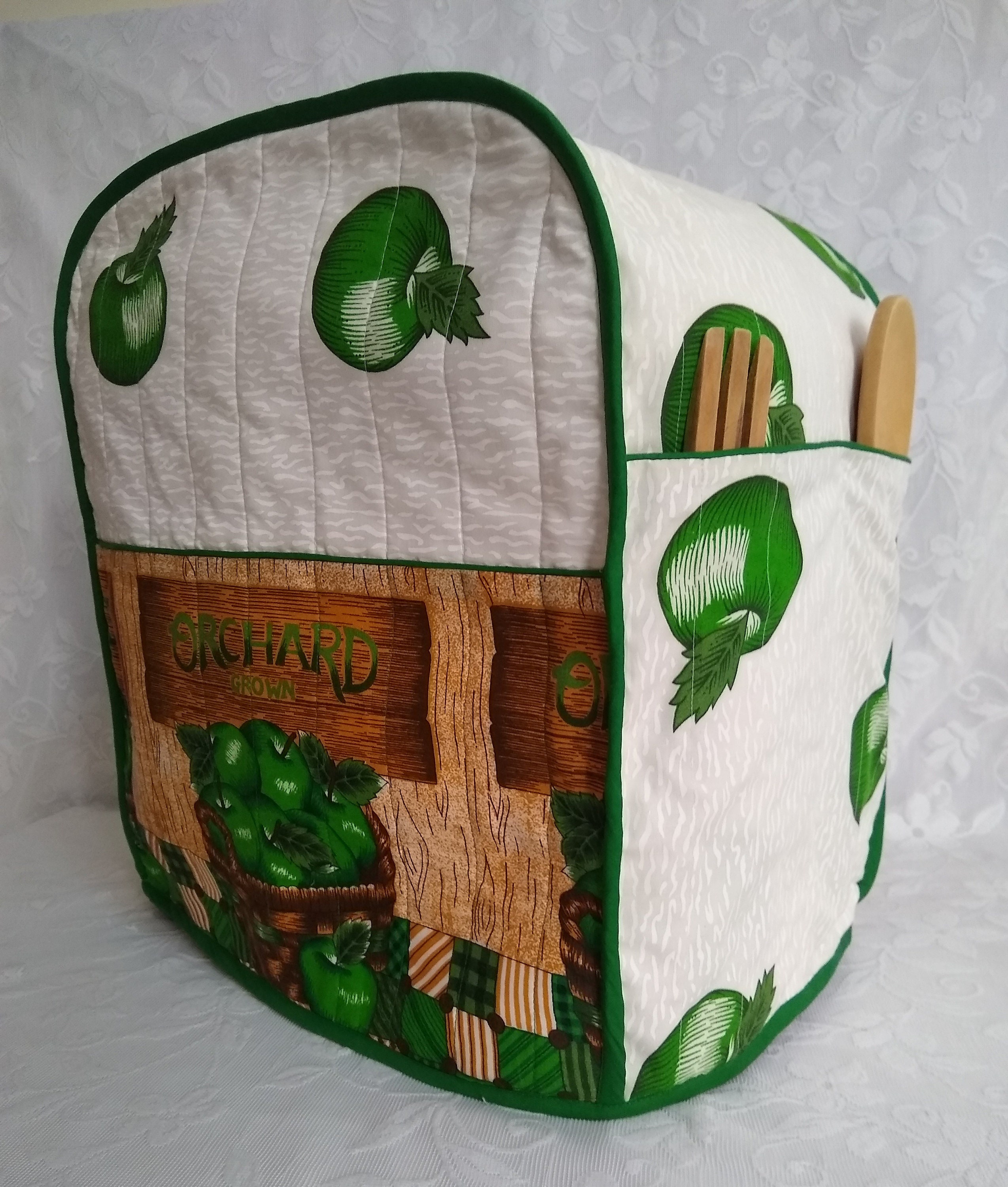 Bread Machine Cover: Green Apples Dust Cover With Pockets, Cotton ...