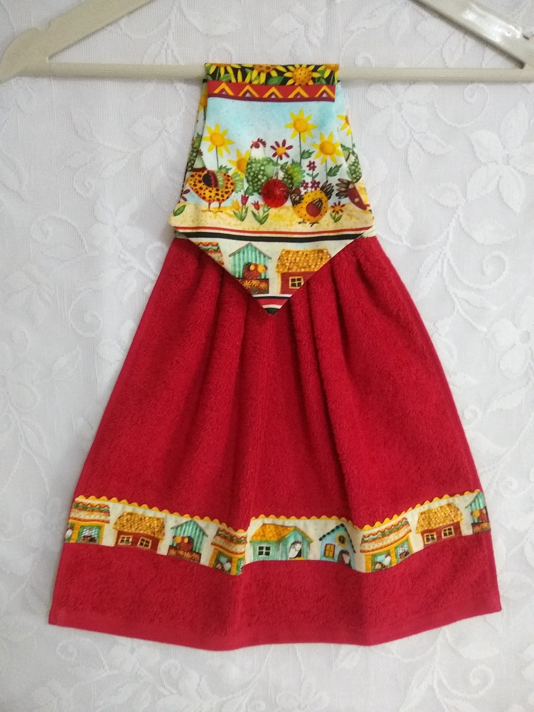 Hanging Kitchen Towel, Farmhouse Kitchen Towel With Chickens, Oven Door ...