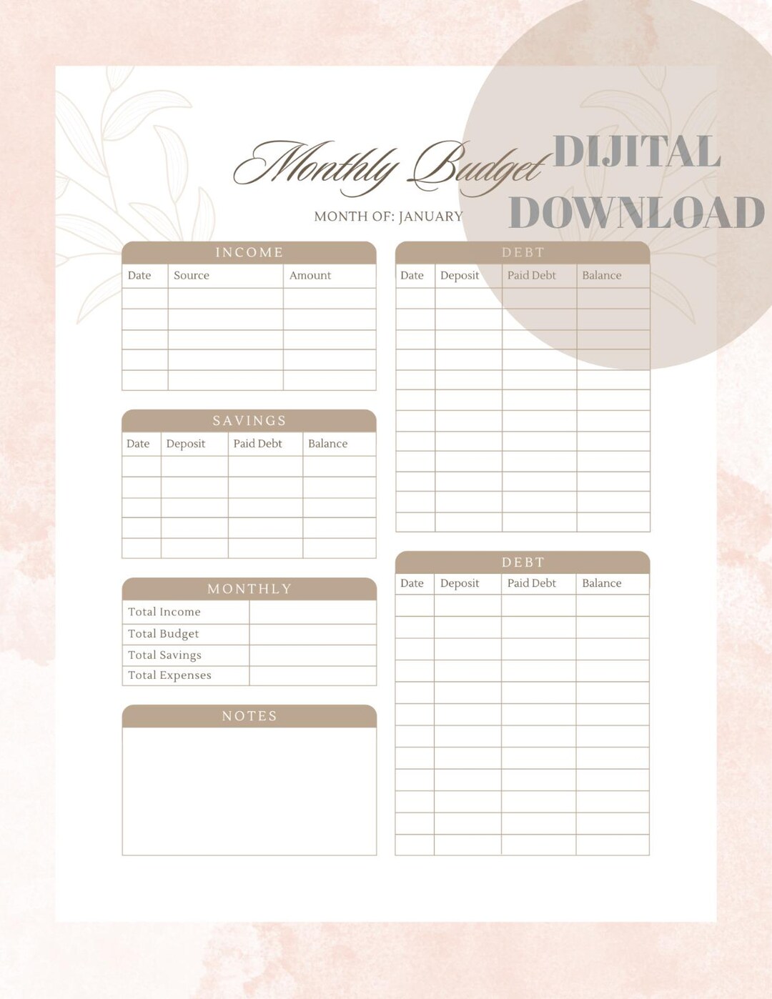 3-month Budget Planner | Printable Financial Organizer | Monthly ...