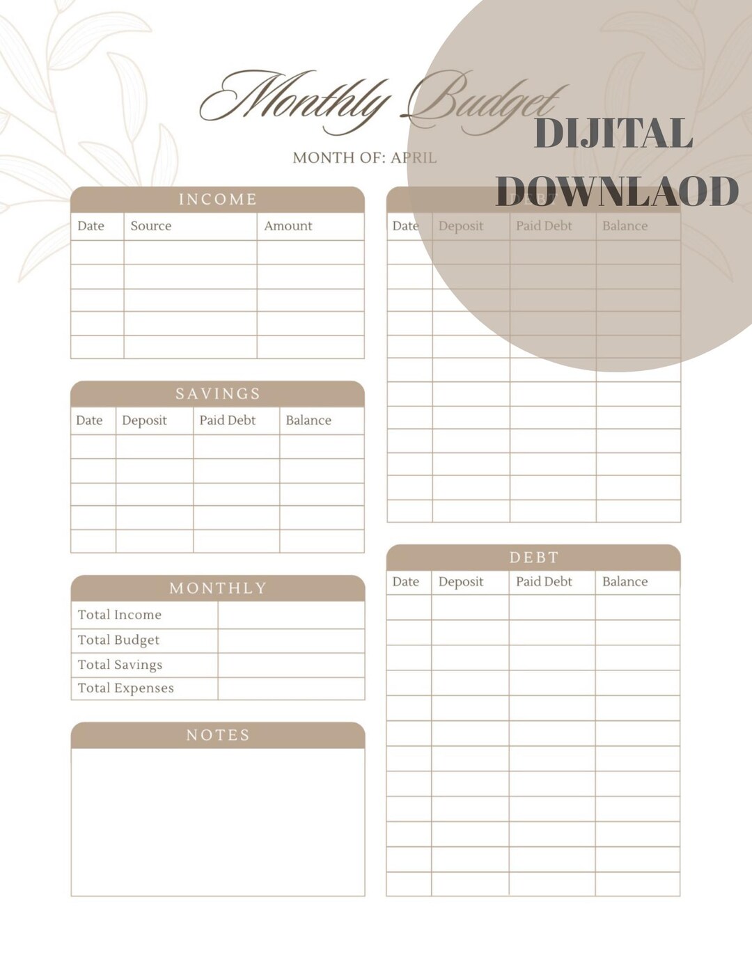 3-month Budget Planner | Printable Financial Organizer | Monthly ...