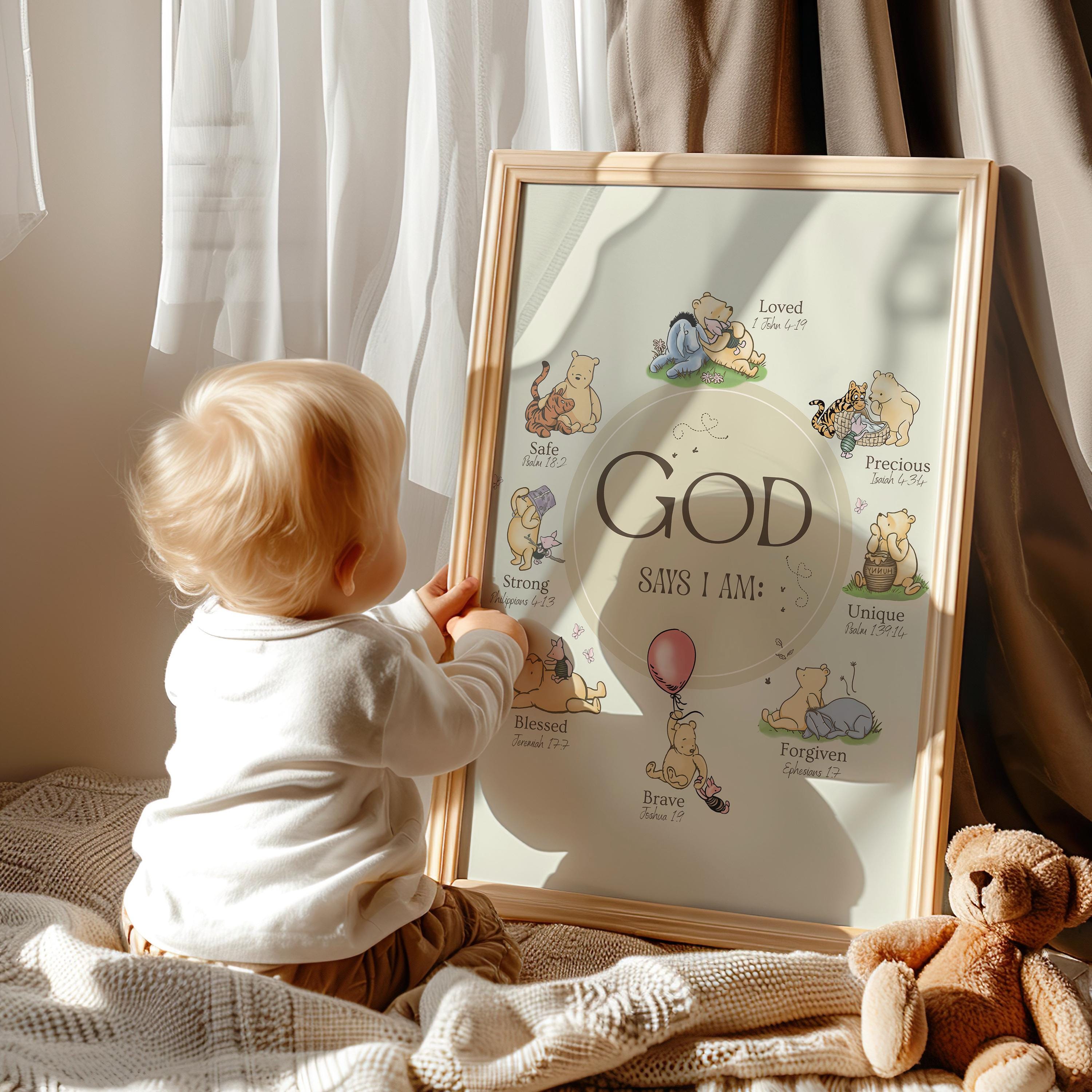 Winnie-the-pooh Christian Nursery Wall Art Nursery Prints, God Says I ...