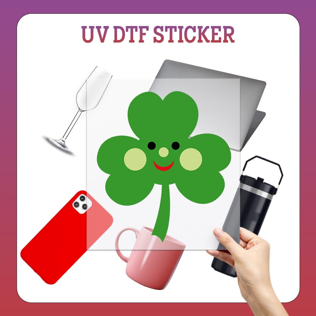 Four Leaf Clover Uv Dtf Stickers, St Patrick's Day Gift Uv Dtf Stickers ...