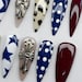 Y2K Chrome Cross Press on Nails, Blue Star and Cow Print Nail Set,3d ...