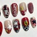 F1 Racing Inspired Press on Nails, Snoopy Racing Nails, Red Motorsport ...