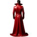 Luxury Red Leather Long Coat – High Collar Belted Design - Etsy