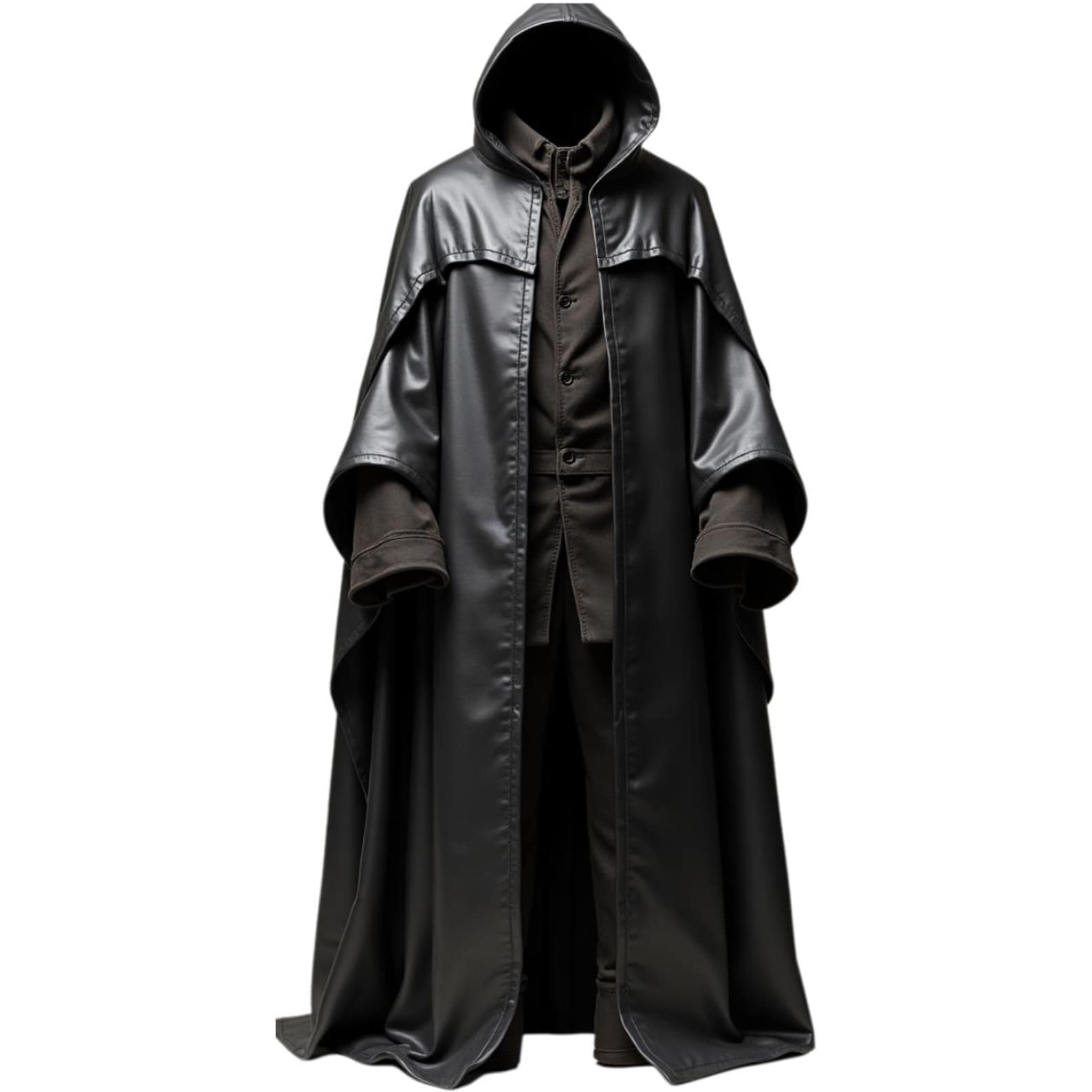 Exquisite Black Leather Hooded Cloak: Medieval Fantasy Style - Etsy