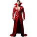 Luxury Red Leather Long Coat – High Collar Belted Design - Etsy