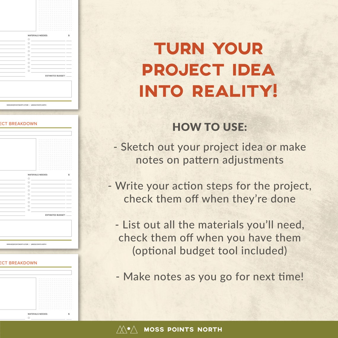 Craft Planning Printable DIY Project Breakdown Art Planner - Etsy