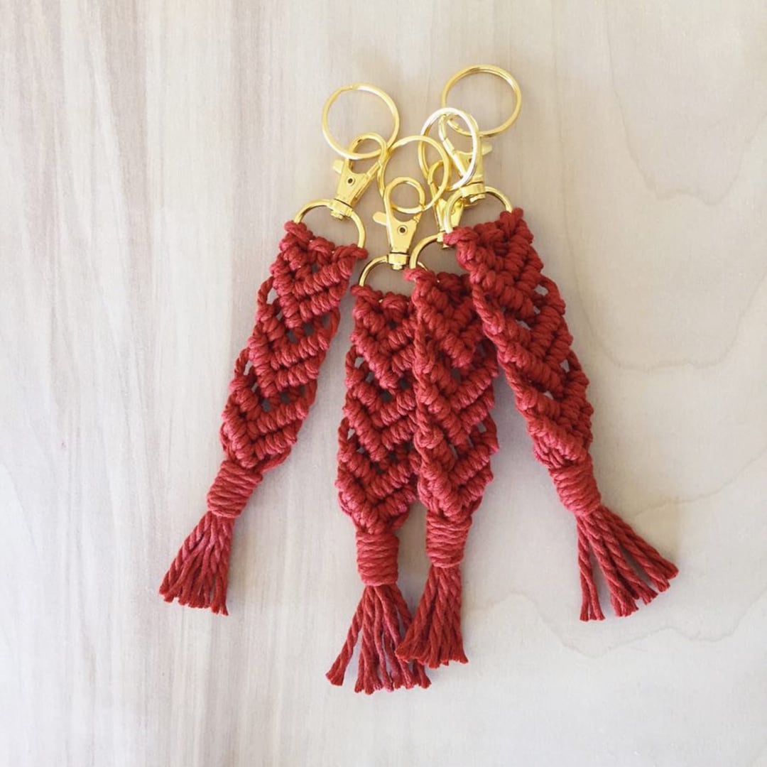 Chevron Macrame Keychain With Gold Swivel Snap Hook - Etsy
