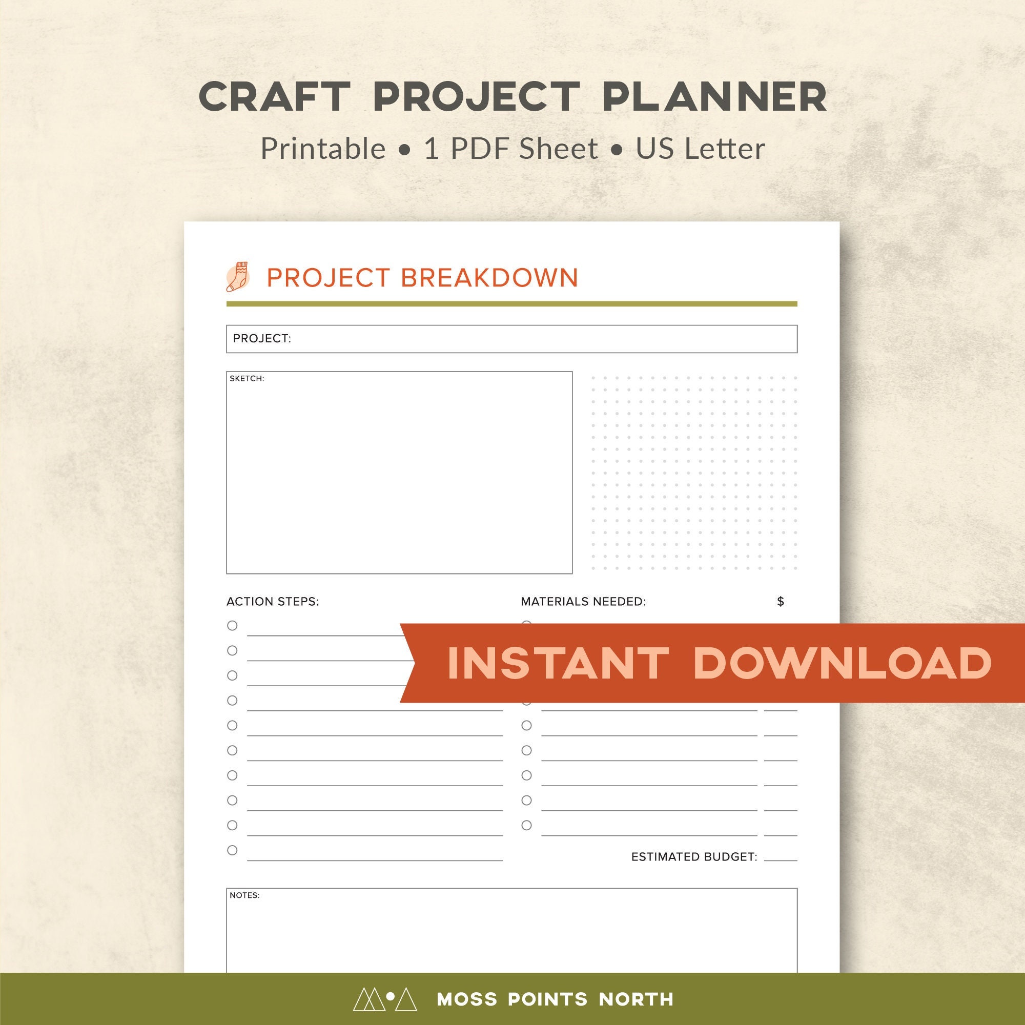 Craft Planning Printable DIY Project Breakdown Art Planner - Etsy