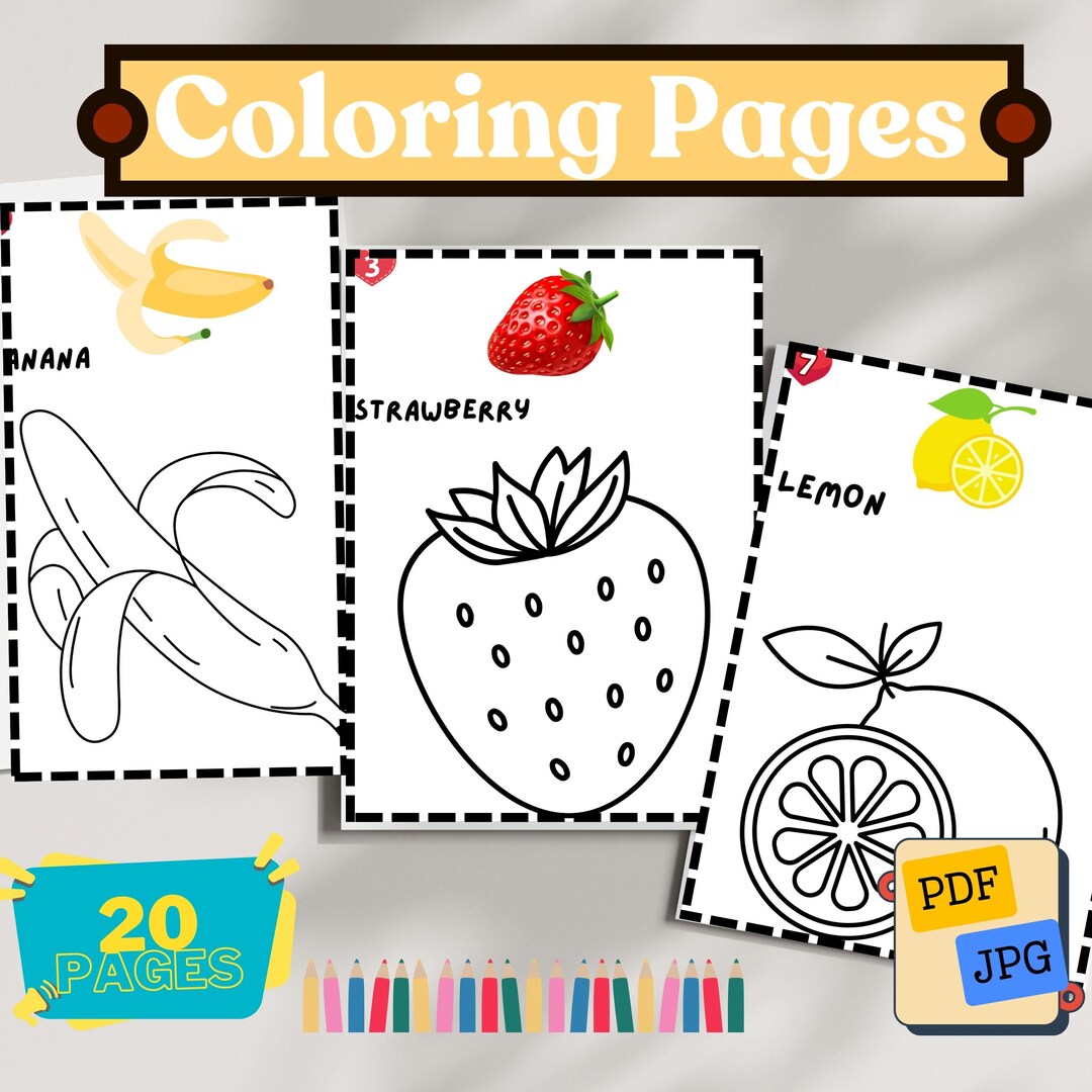 Fruit Coloring Pages, Vegetables Coloring Pages for Kids, Fruit Color ...