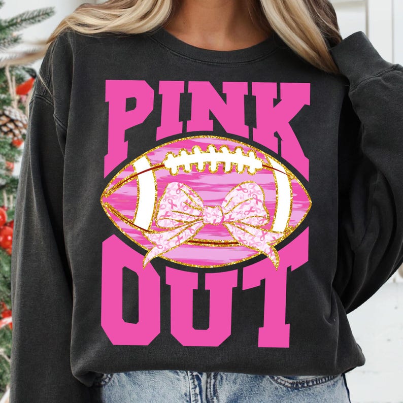 Coquette Football Pink Out PNG, Breast Cancer Awareness Preppy Ribbon ...