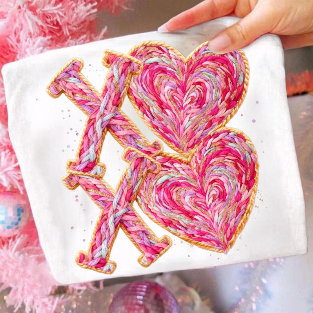 Faux Yarn XOXO Valentine PNG, Yarn Valentine Heart Png, Chunky Knit ...