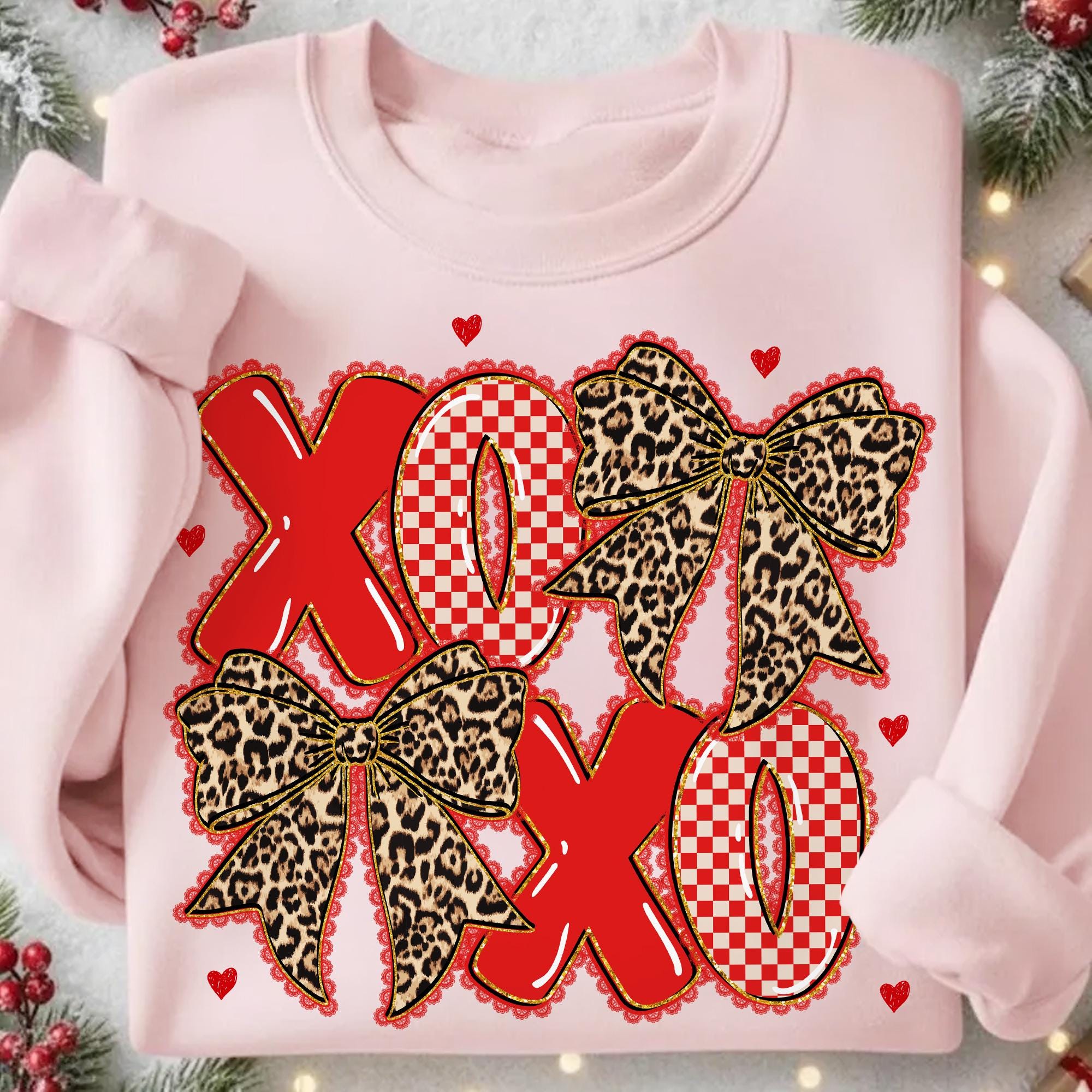 Preppy XOXO Valentine Png, Retro Valentine Love Png, Leopard Bow ...