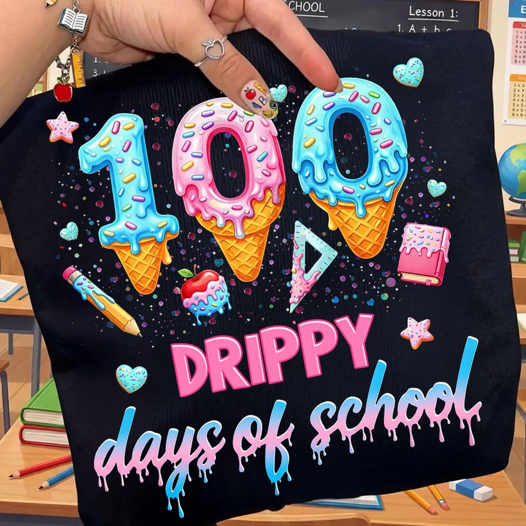 100 Drippy Days of School Png, 100 Days Ice Cream Drip Png, Happy 100th ...
