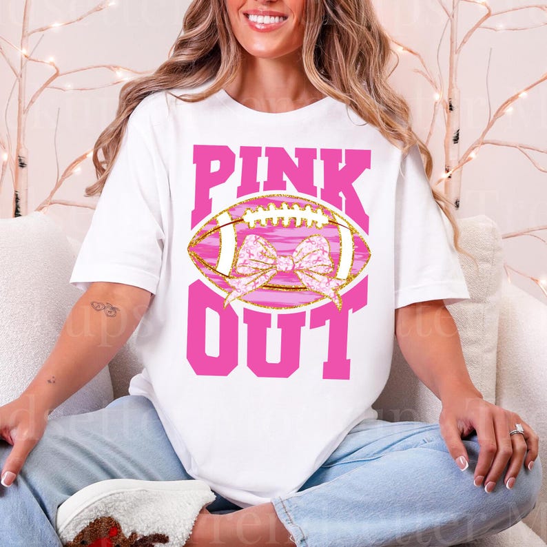 Coquette Football Pink Out PNG, Breast Cancer Awareness Preppy Ribbon ...