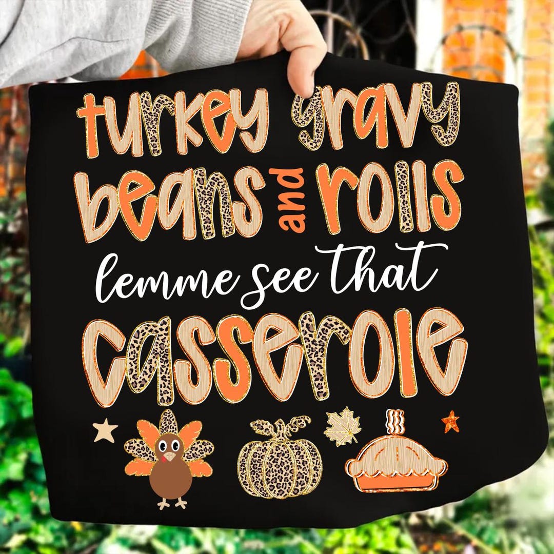Preppy Thanksgiving Casserole PNG, Turkey Gravy Beans and Rolls ...