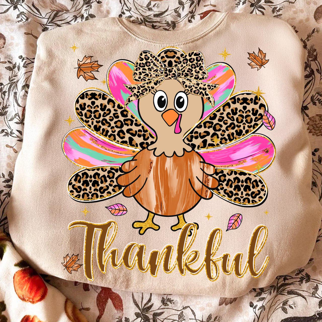 Thankful PNG, Brushtroke Turkey PNG, Thanksgiving PNG, Coquette Leopard ...