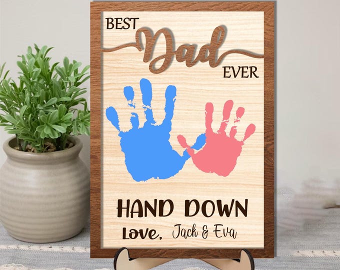 SVG Father's Day Handprint Sign, Father's Day Kids Hand Print Digital ...