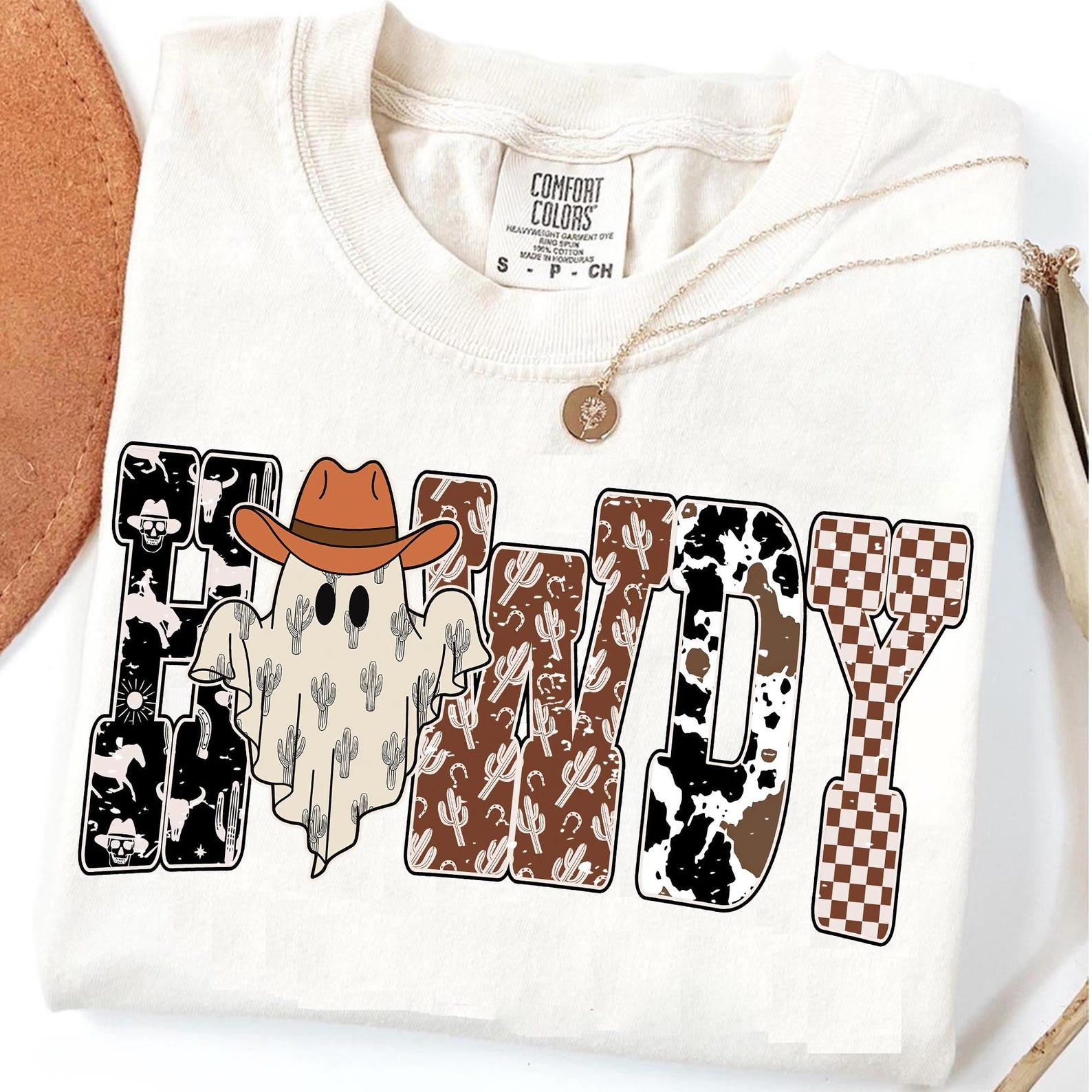 Howdy Ghost PNG, Western Halloween Ghost Sublimation, Cowboy Checkered ...