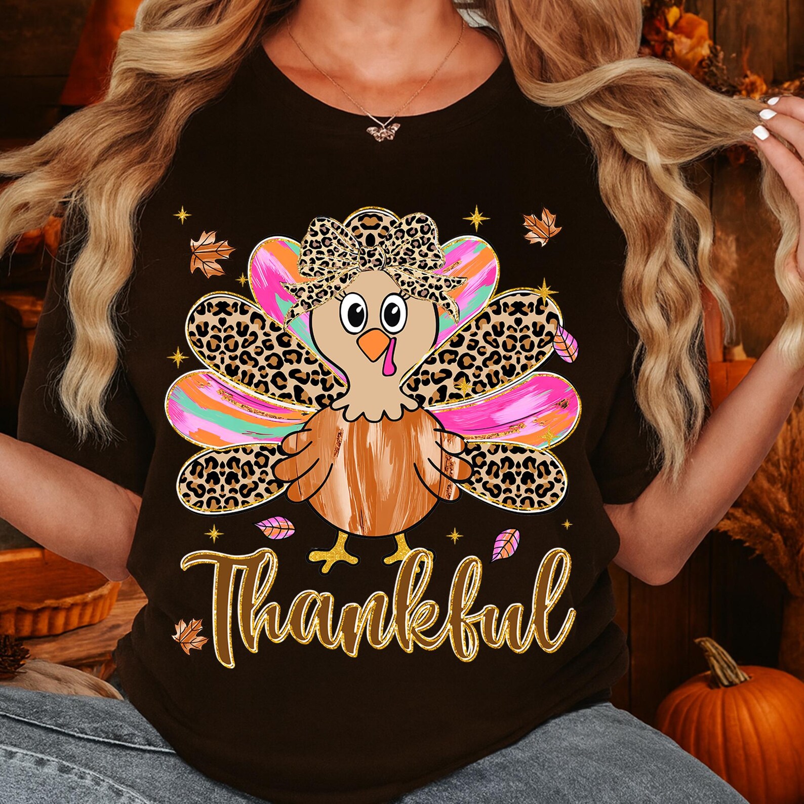 Thankful PNG, Brushtroke Turkey PNG, Thanksgiving PNG, Coquette Leopard ...