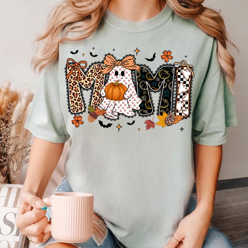 Preppy Halloween Mama Mimi Nana Gigi Png, Ghost Pumpkin Cherries Png ...