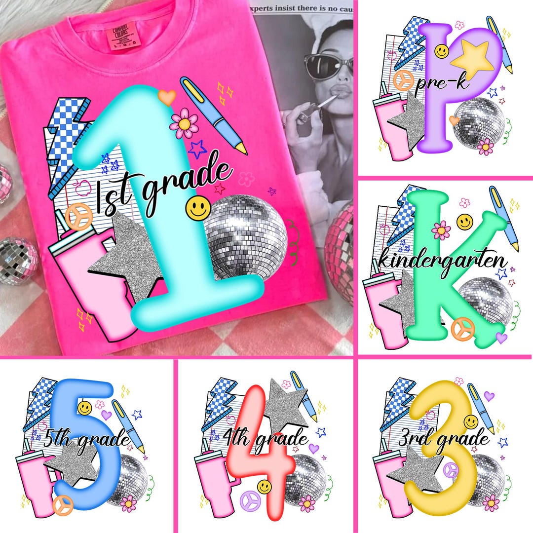 School Grades Bundle Png, Teacher Bright Png Bundle, Preppy Back to ...