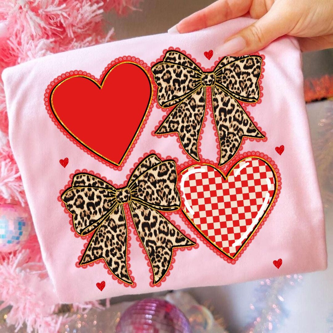 Preppy XOXO Valentine Png, Retro Valentine Love Png, Leopard Bow ...