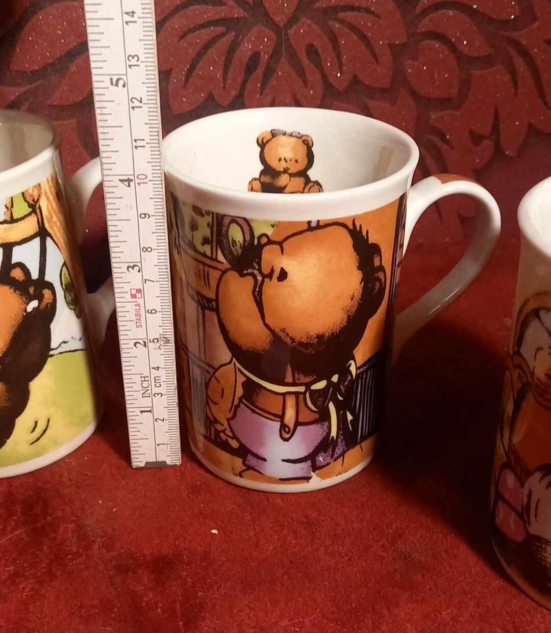 Vintage Set of 4 Teddy Bear Bone China Mugs - Etsy