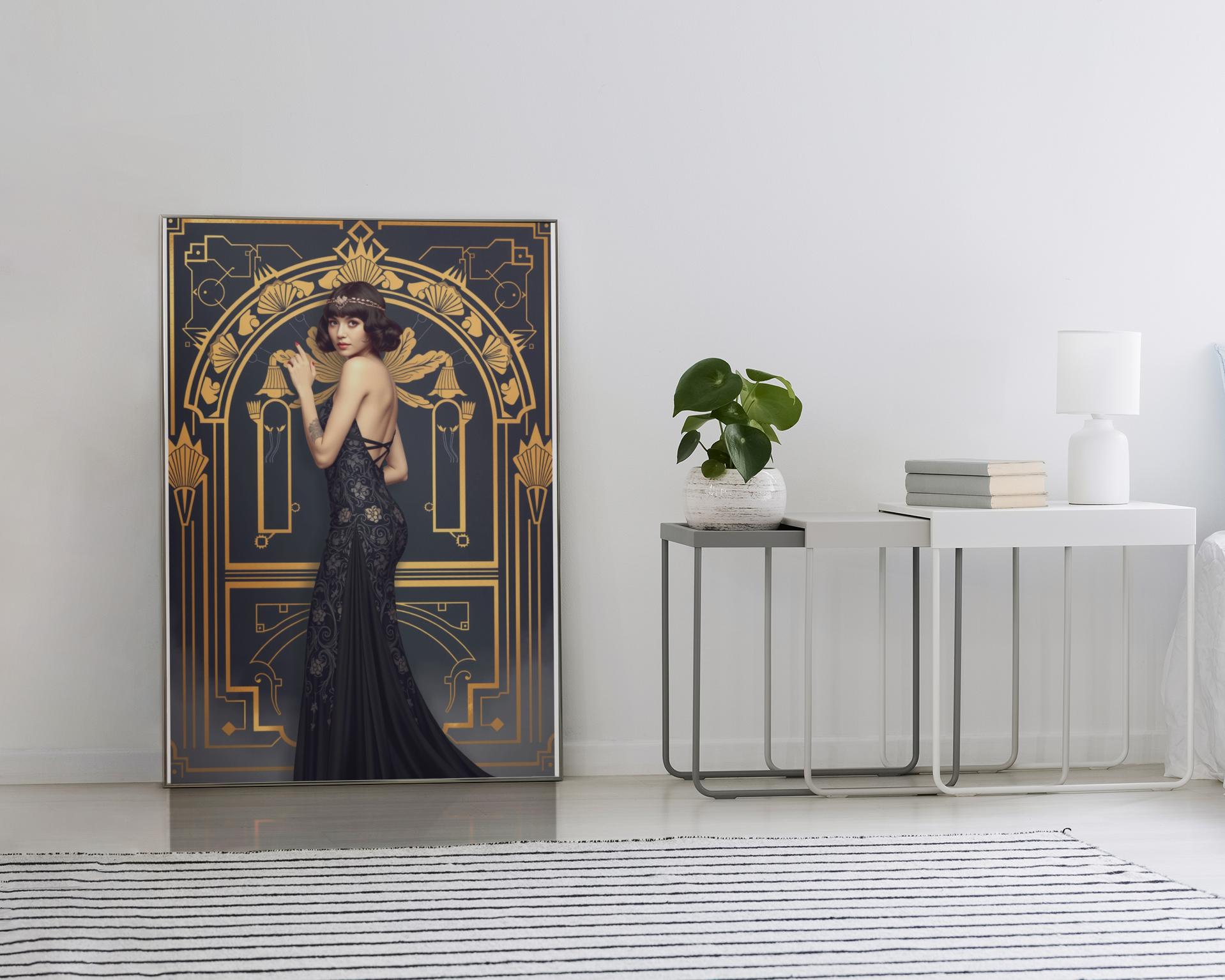 Art Deco Flapper Girl Poster for Living Room Bedroom Office Decor ...
