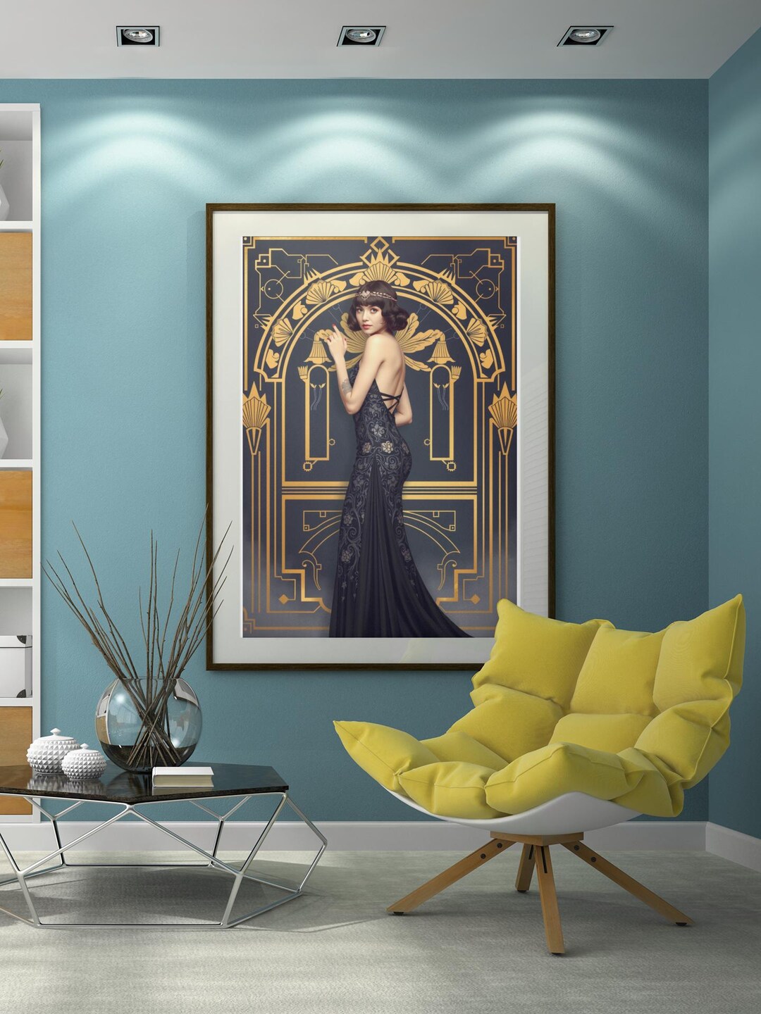Art Deco Flapper Girl Poster for Living Room Bedroom Office Decor ...