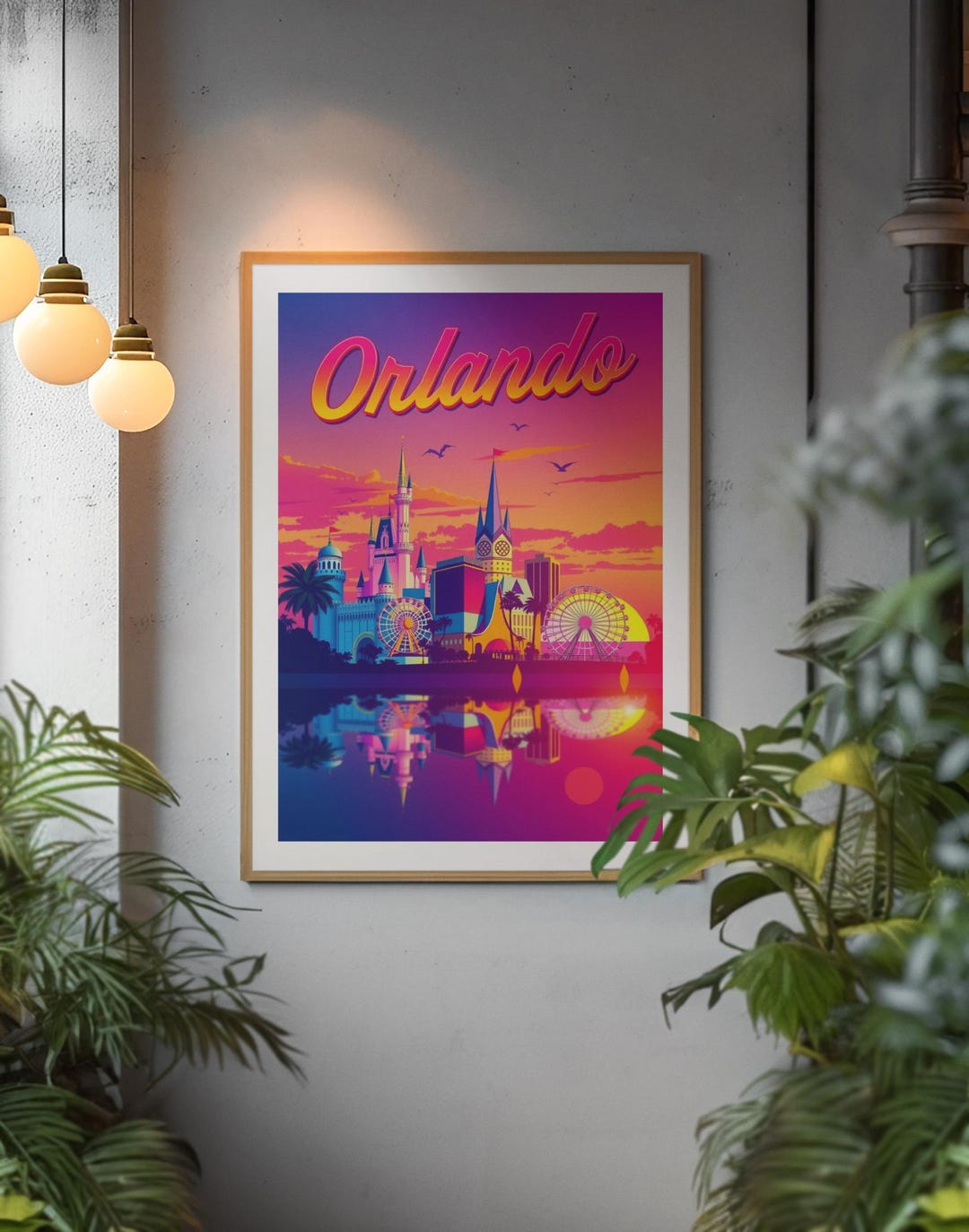 Orlando Travel Poster - Retro Florida Wall Art - Vintage City Skyline ...