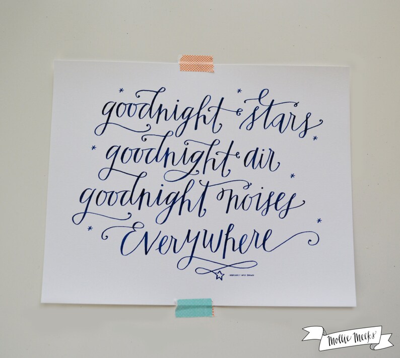8x10 Goodnight Moon Calligraphy Print - Etsy